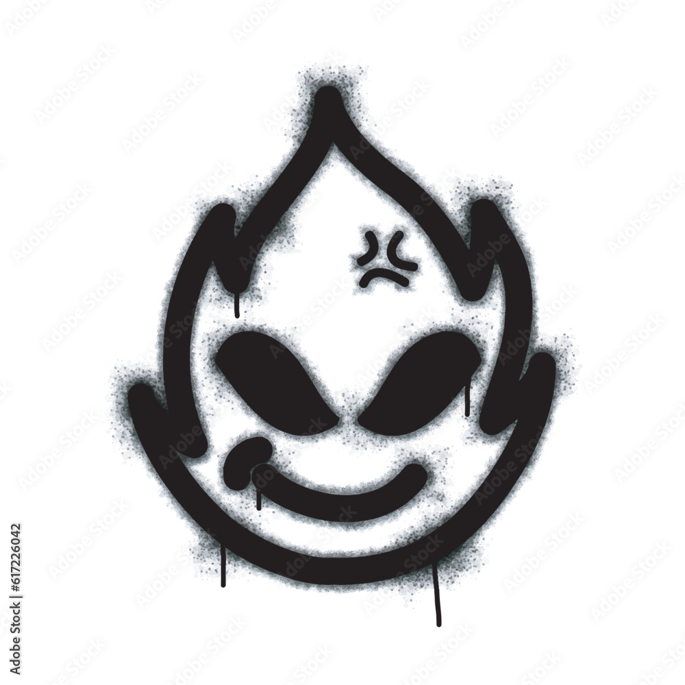 Graffiti angry face emoticon isolated with a white background. graffiti ...