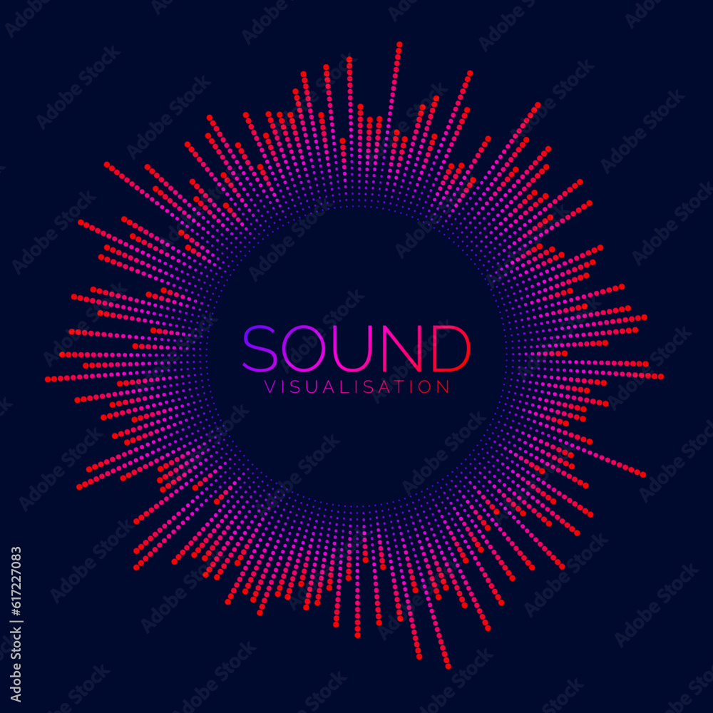 Radial sound wave visualization bar. Dotted music player equalizer ...
