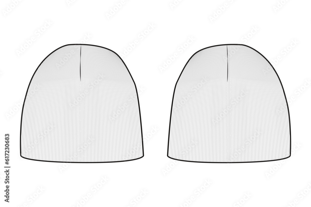 Beanie Hat Knit Stocking Cap Flat Illustration Cad Accessory Winter ...