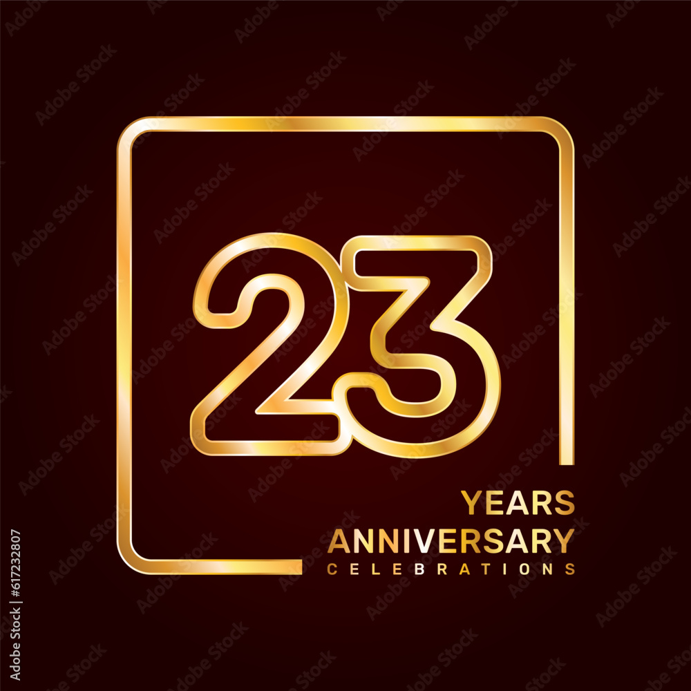 23th anniversary template design with double line numbers in gold color ...