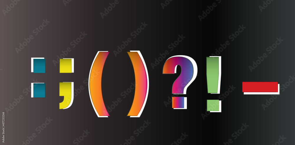 Gradient font, Punctuation marks Stock Vector | Adobe Stock