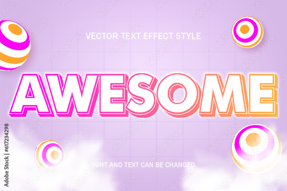 awesome colorful cute color 3d editable text effect font style template ...