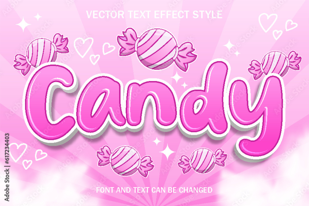 candy pink cute sweet typography editable text effect kawaii cartoon ...
