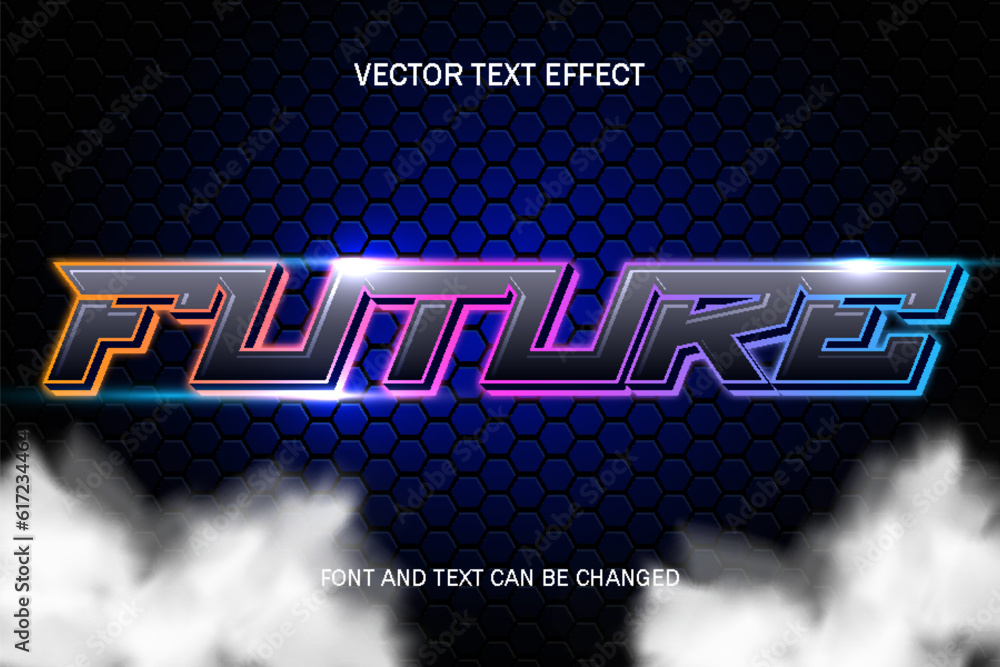 future technology font typography 3d editable text effect style ...