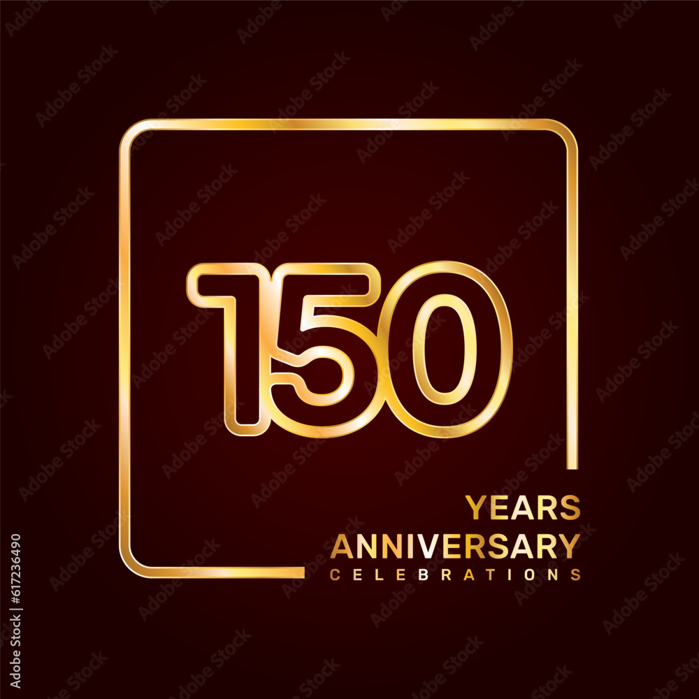 150th anniversary template design with double line numbers in gold ...