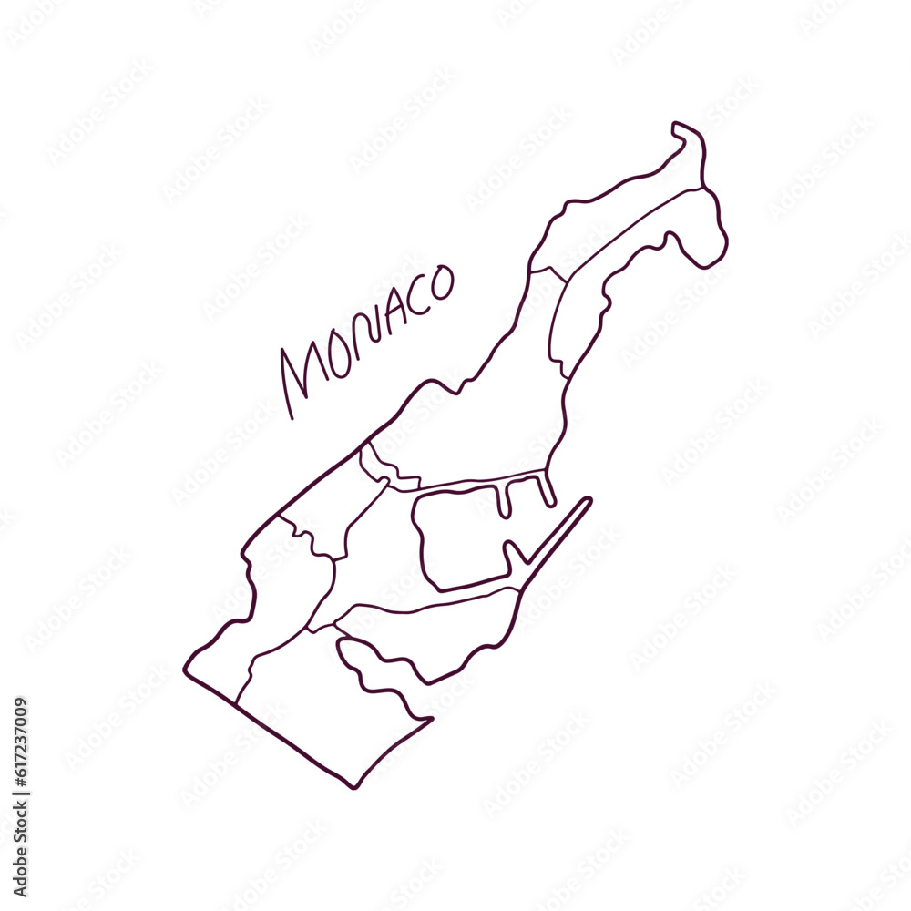 Hand Drawn Doodle Map Of Monaco. Vector Illustration Stock Vector ...