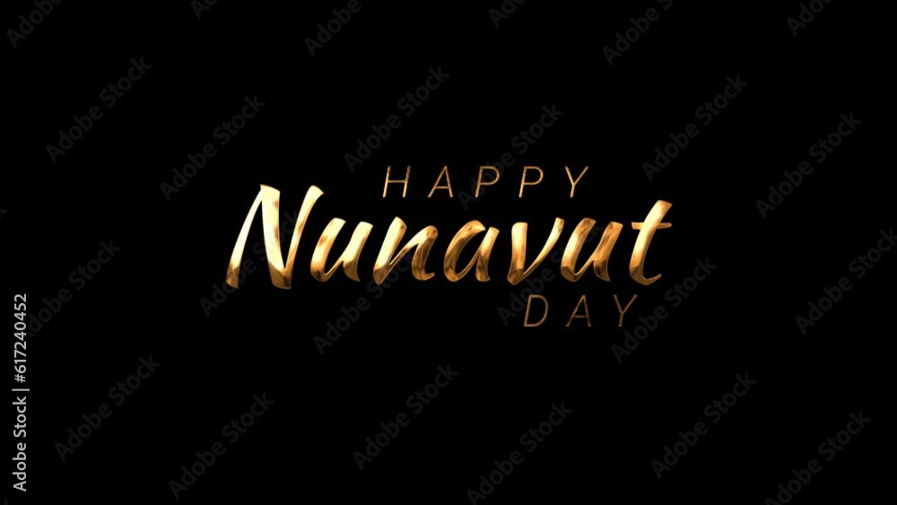 Happy Nunavut Day Lettering Text Animation in Gold Color on Black ...