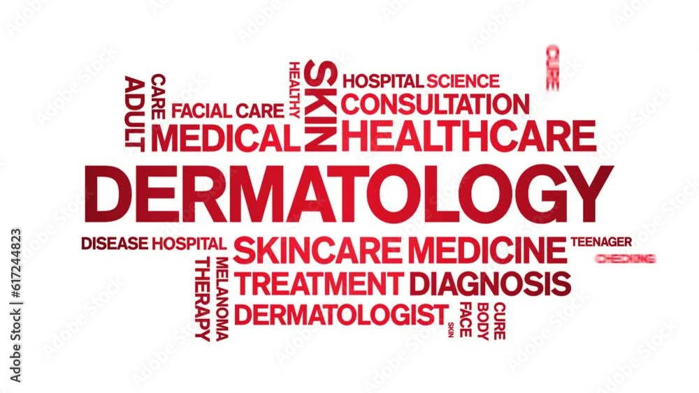 Dermatology animated tag word cloud;text design animation kinetic ...
