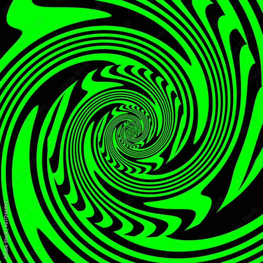 Trippy hypnotic abstract green black spiral, lime green, acid toxic ...