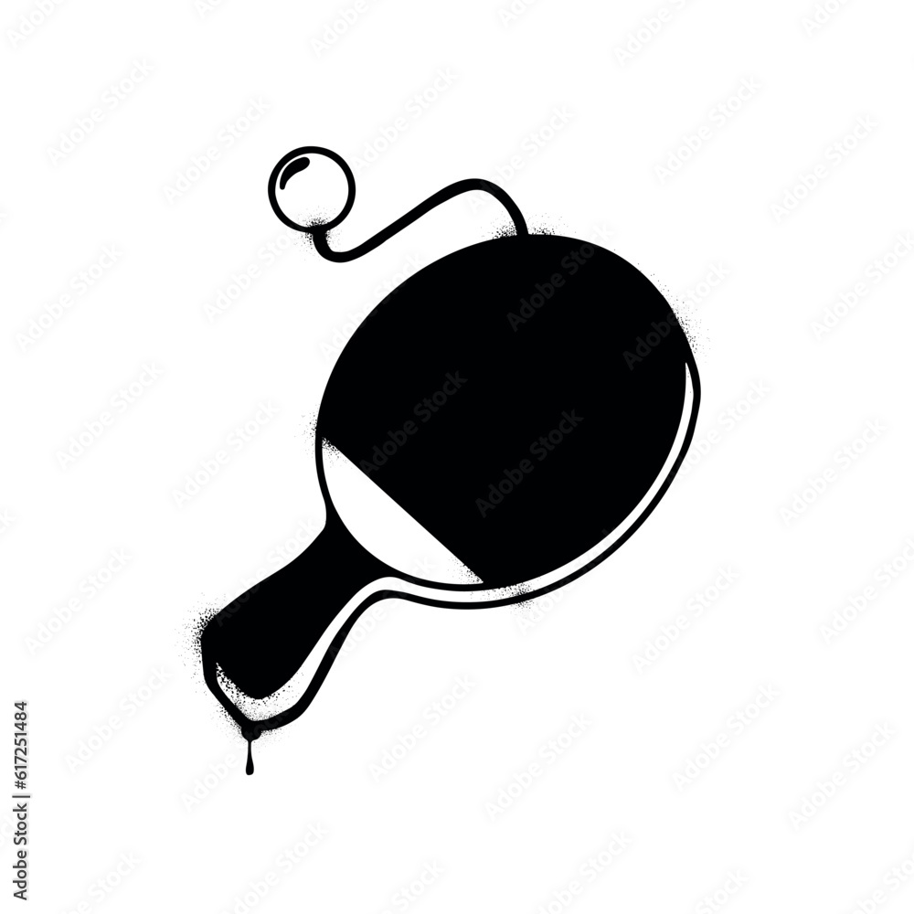 Urban style graffiti ping pong tennis racket sprayed with leak and ...
