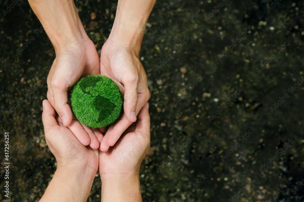 Net Zero and Carbon Neutral Concepts.Close up hands holding the earth ...