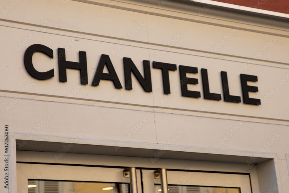 Chantelle logo brand and sign text front facade of girls boutique underwear lingerie fashion ...