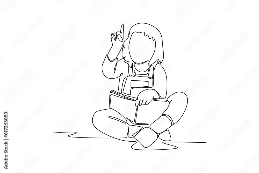 Continuous one line drawing Back to school concept. Single line draw ...