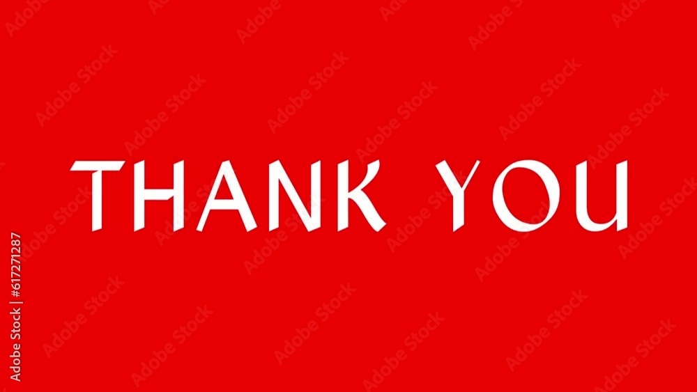 Animated thank you with bullet train pop up text effect in red, green ...