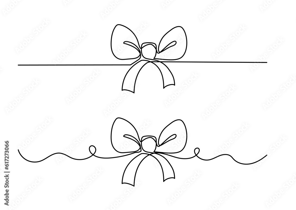 Vetor de Bow Ribbon Continuous One Line Art Sketch Outline Border ...