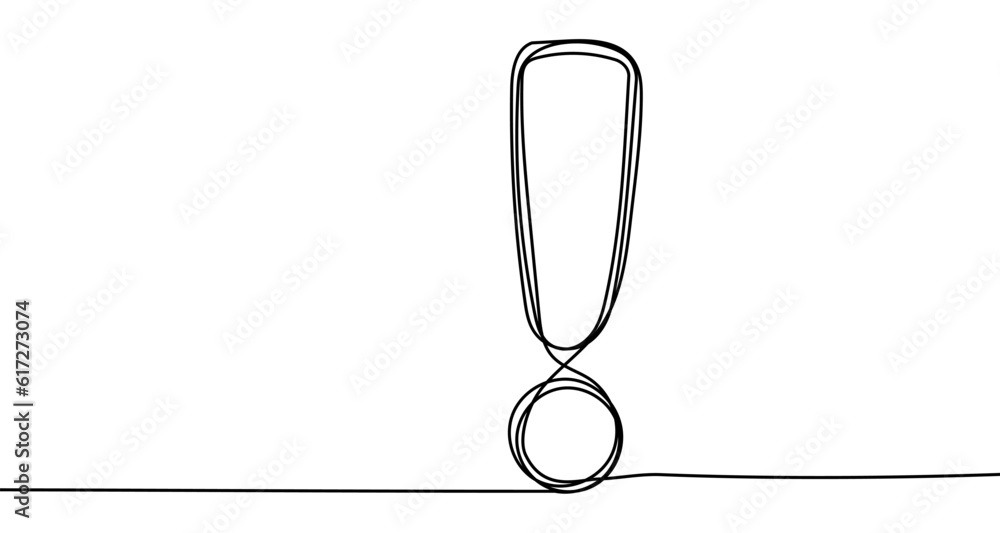 Exclamation Mark Continuous Line Art Sign Drawing Point Single. Bold ...