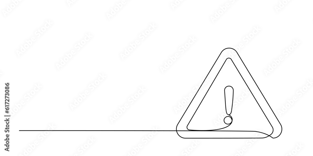 Danger Sign Caution, Stop Alert Attention Continuous One Line ...