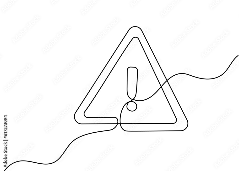 Danger Sign Caution, Stop Alert Attention Continuous One Line ...
