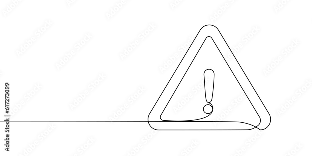 Danger Sign Caution, Stop Alert Attention Continuous One Line ...