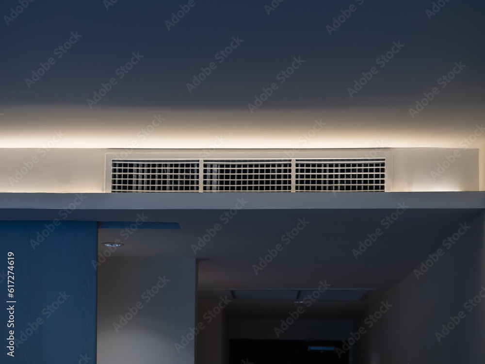 Air conditioning wall mounted ventilation system on ceiling in the ...