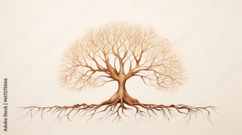 Rooted Compassion: A minimalistic artwork featuring a tree with ...