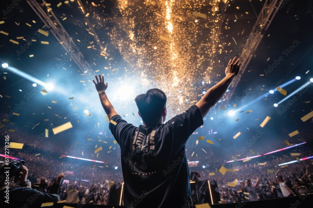 Gamer celebrating his Victory during major E-Sports event - esports ...