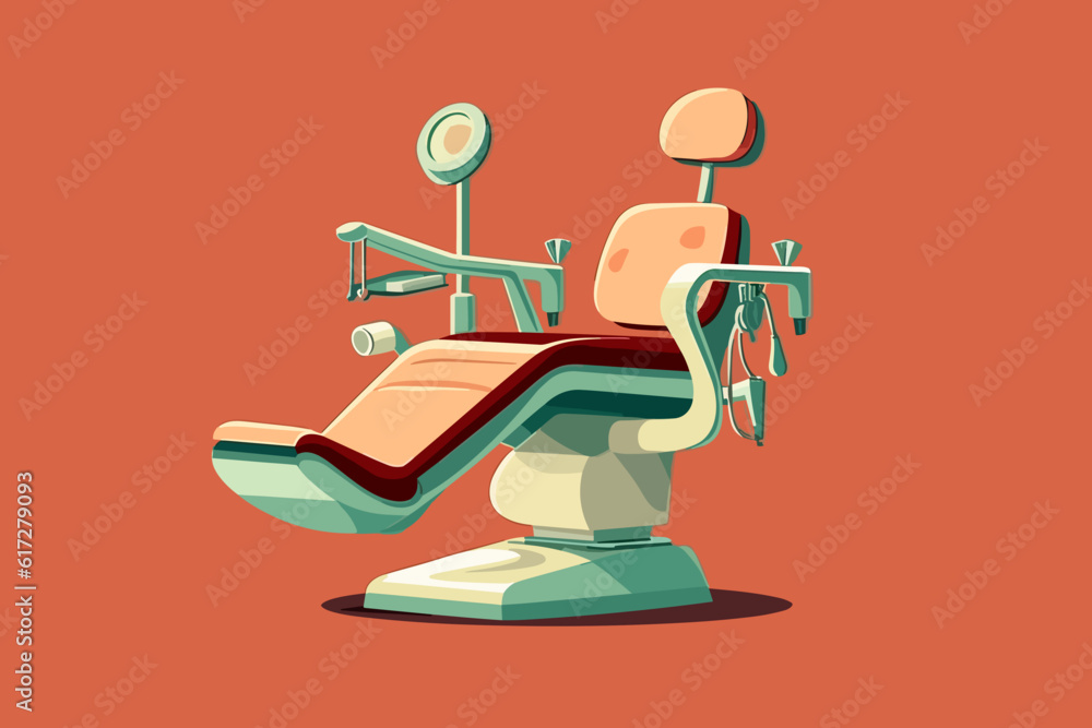 Hand-drawn cartoon Dental chair flat art Illustrations in minimalist ...