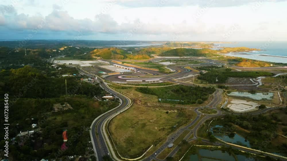 Aerial of the Pertamina Mandalika International Street Circuit track ...