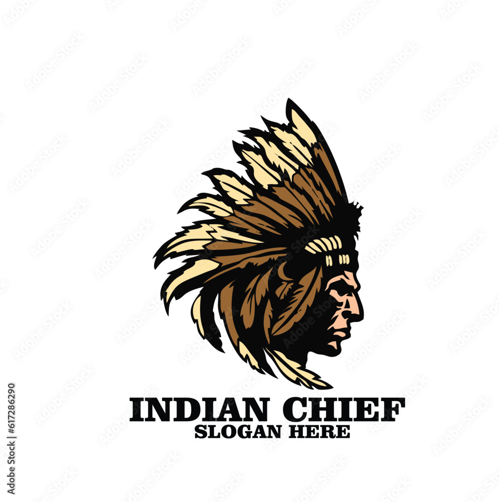Design logo icon mascot character indian chief Stock Vector | Adobe Stock