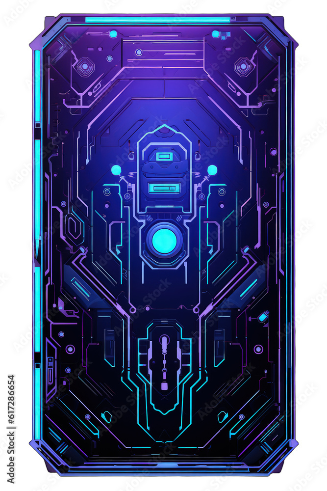 Cyberpunk neon glowing card deck back design, metal and lights ...