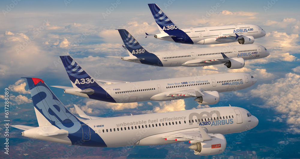 Airbus family flight: A380, A350, A330 and A320 perform spectacular ...