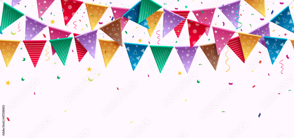 Birthday pennants vector design. Colorful pennant, streamer and banner ...