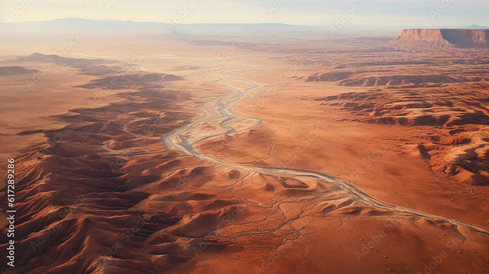 an aerial view of desert and rocks. Panoramic view and aerial ...