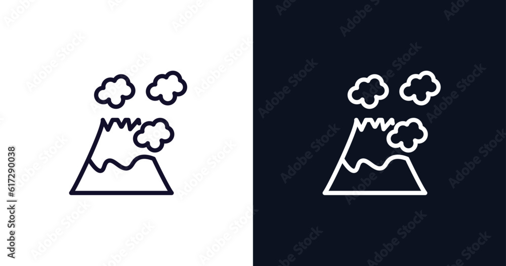 eruption icon. Thin line eruption icon from weather collection. Outline ...