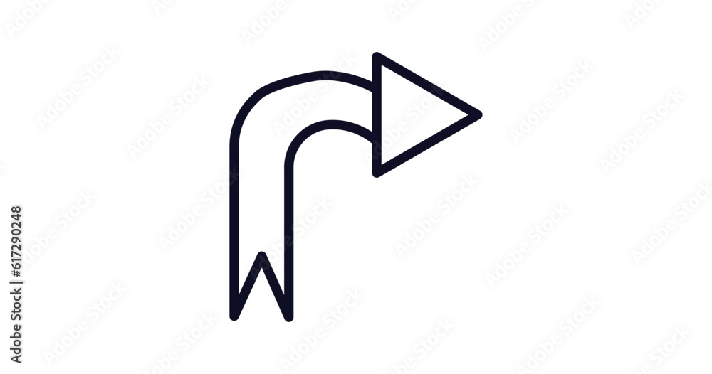curved right arrow icon. Thin line curved right arrow icon from user ...