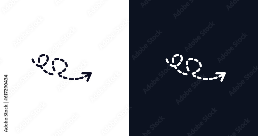 Vettoriale Stock curly dotted arrow icon. Thin line curly dotted arrow ...