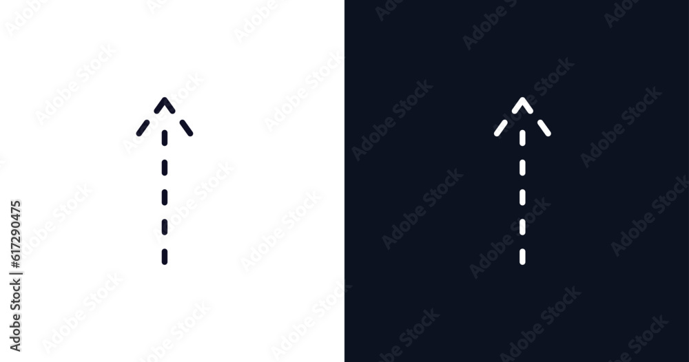 up broken line arrow icon. Thin line up broken line arrow icon from user interface collection ...