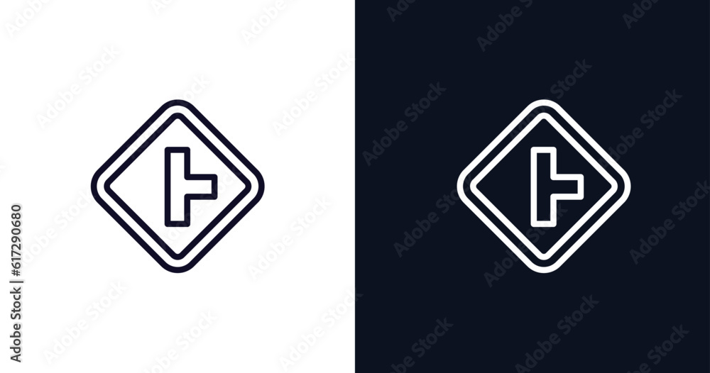 side road sign icon. Thin line side road sign icon from traffic signs ...