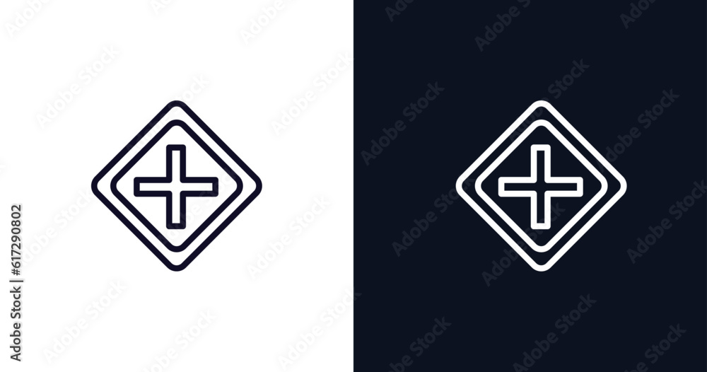 intersection sign icon. Thin line intersection sign icon from traffic ...