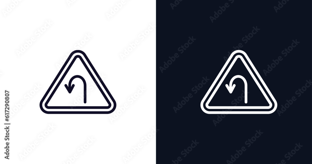 left hair pin sign icon. Thin line left hair pin sign icon from traffic ...