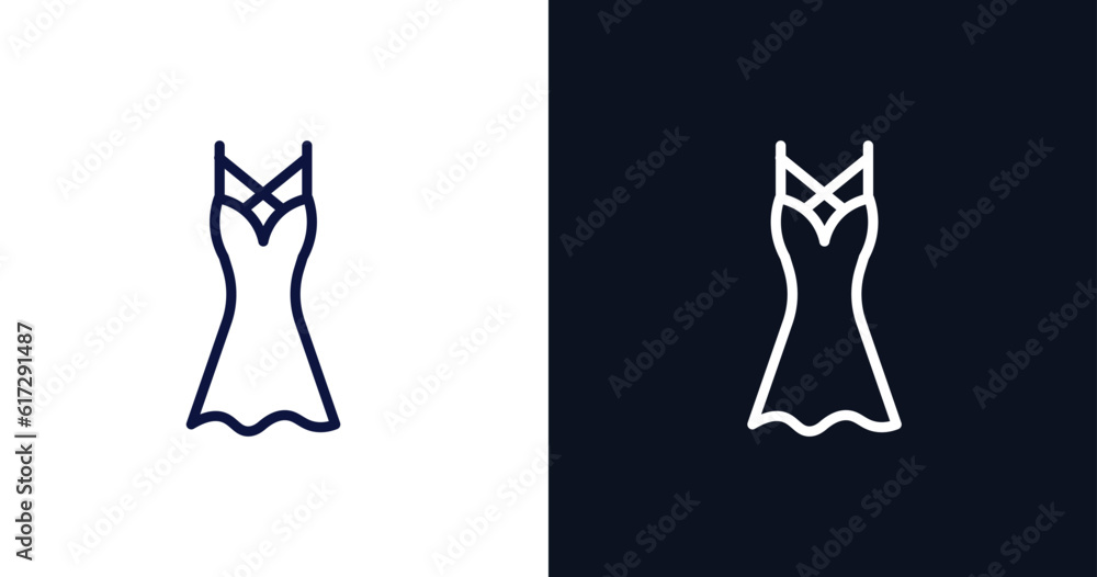 dress icon. Thin line dress icon from summer collection. Outline vector ...