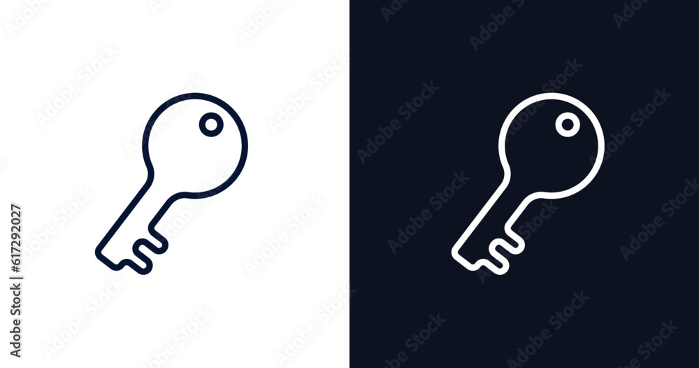 key icon. Thin line key icon from strategy collection. Outline vector ...