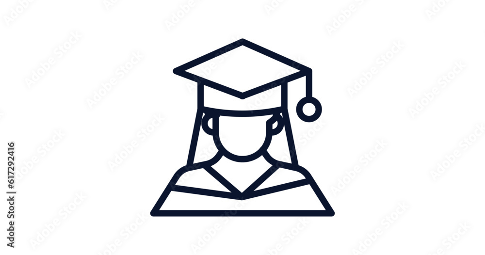 graduating woman icon. Thin line graduating woman icon from people ...