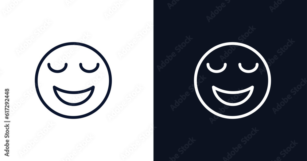 relieved smile icon. Thin line relieved smile icon from people ...