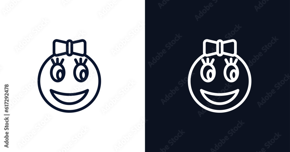 girl smile icon. Thin line girl smile icon from people collection ...