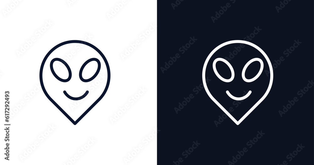 alien smile icon. Thin line alien smile icon from people collection ...
