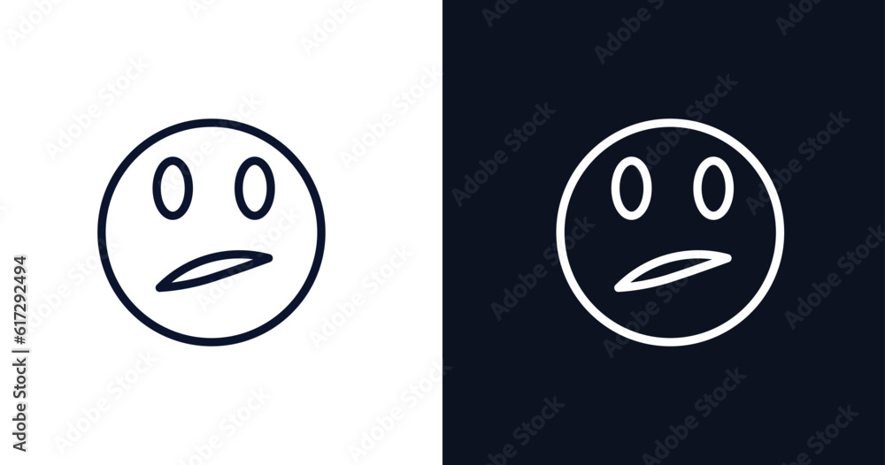 confused smile icon. Thin line confused smile icon from people ...