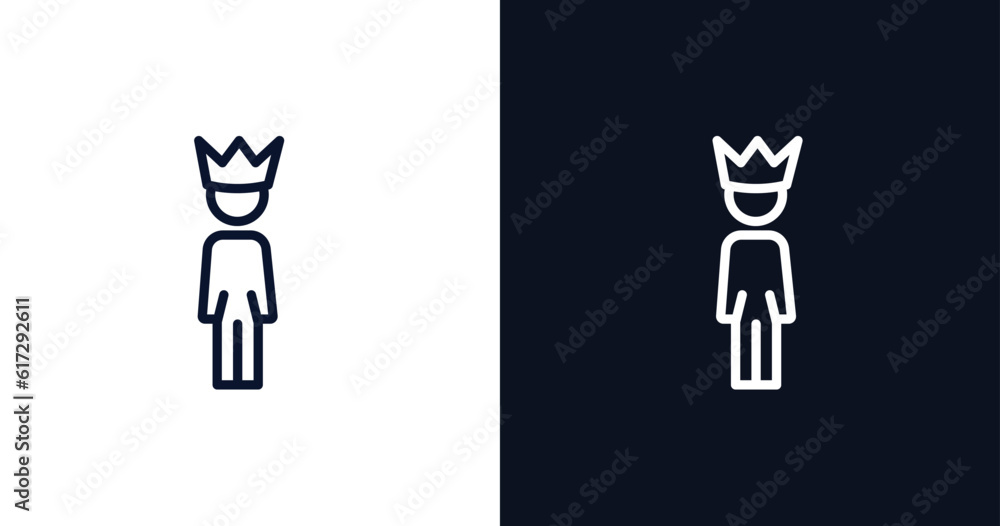 man with crown icon. Thin line man with crown icon from people ...