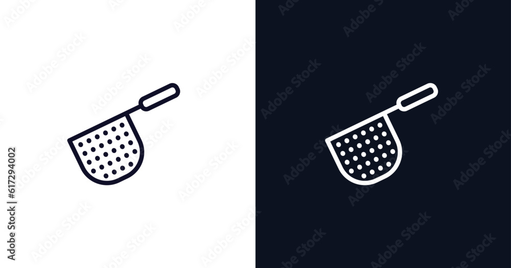 strainer icon. Thin line strainer icon from kitchen collection. Outline ...