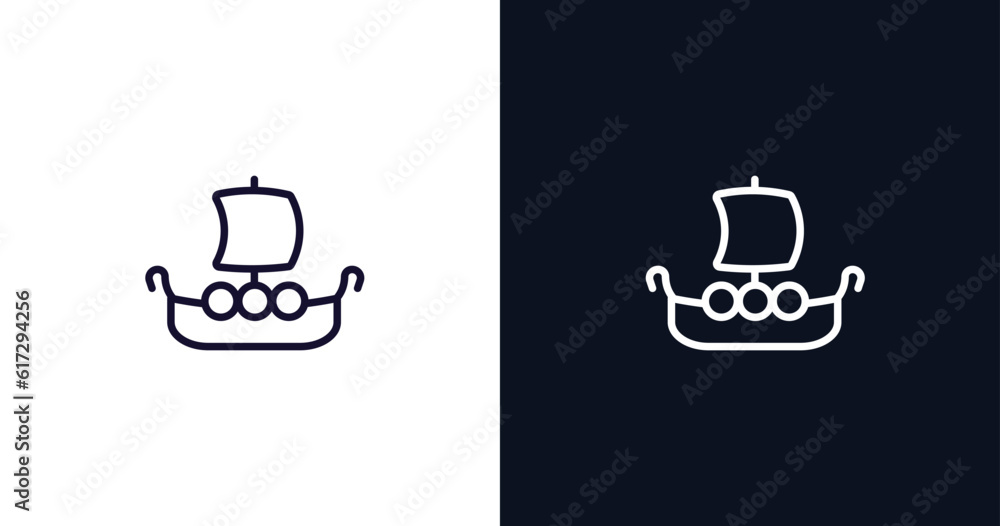 viking ship icon. Thin line viking ship icon from history collection ...